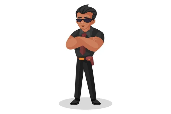 Vector Cartoon Illustration Bodyguard Standing Style Individually White ...