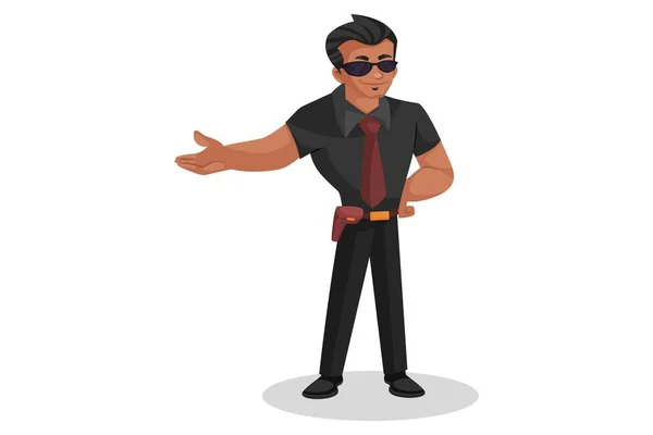 Vector Cartoon Illustration Bodyguard Standing Style Individually White ...