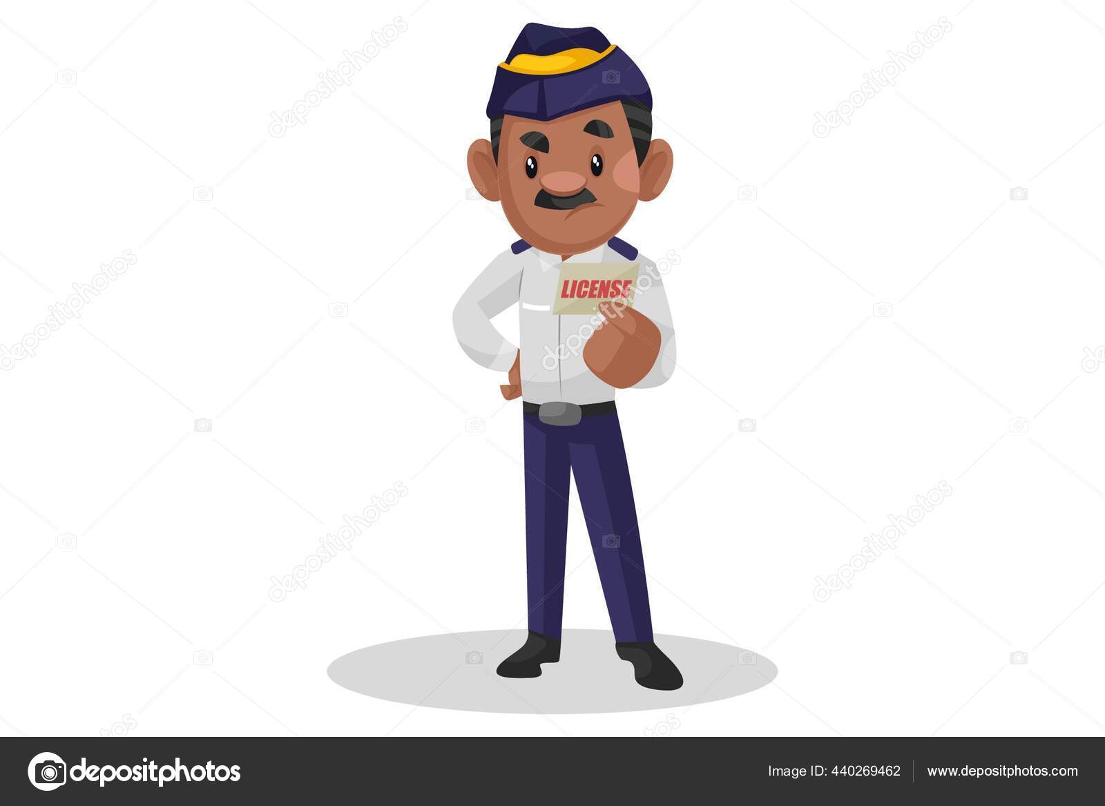 Vector Graphic Illustration Traffic Policeman Checking License ...