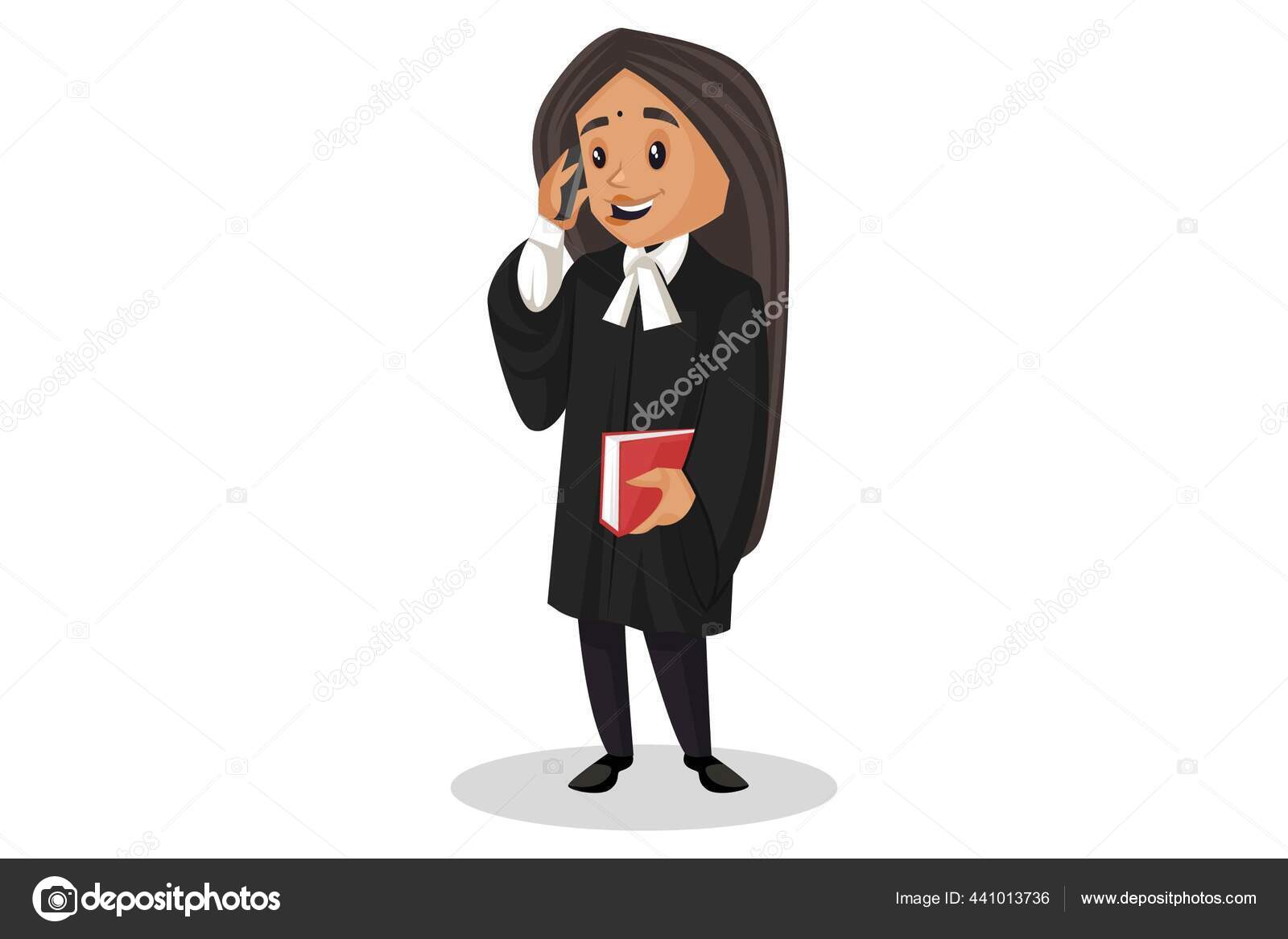 Vector Graphic Illustration Female Judge Talking Mobile Phone Holding ...