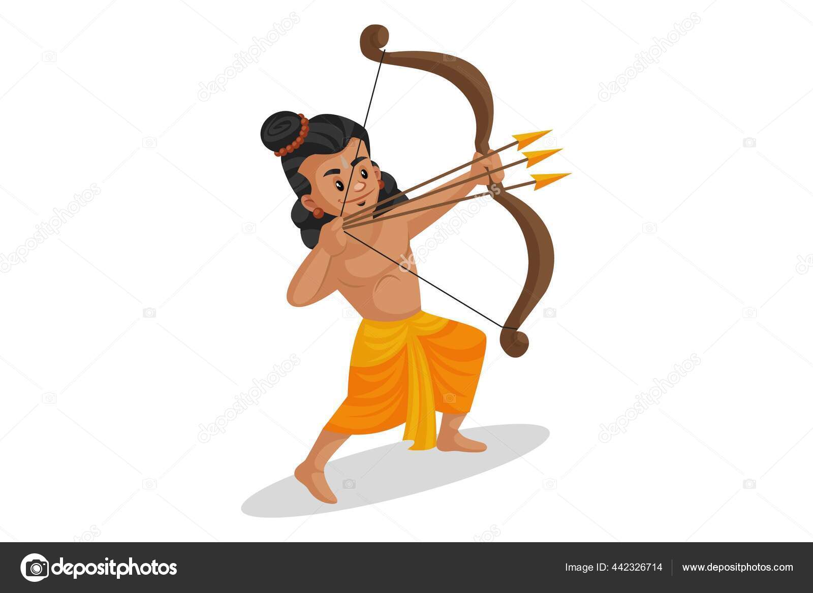 Vector Graphic Illustration Lord Rama Holding Three Arrows Bow Fighting ...