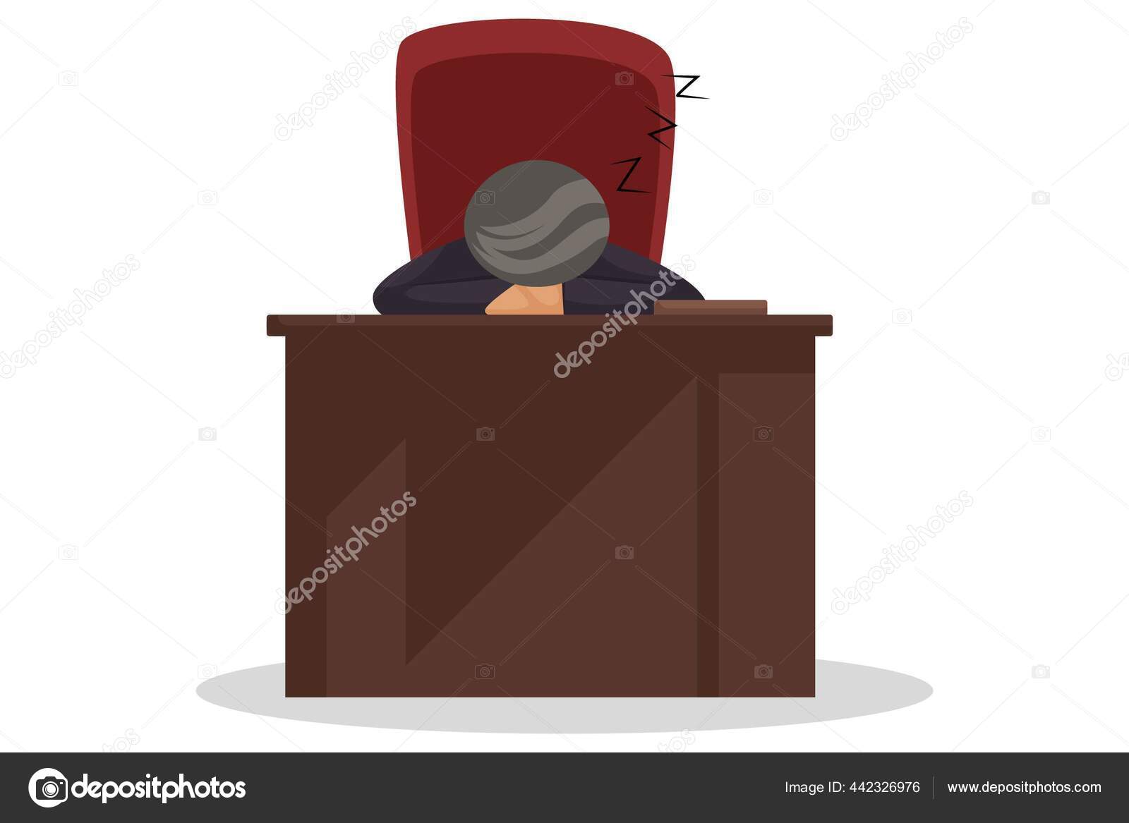 Vector Graphic Illustration Judge Sitting Chair Sleeping Table ...