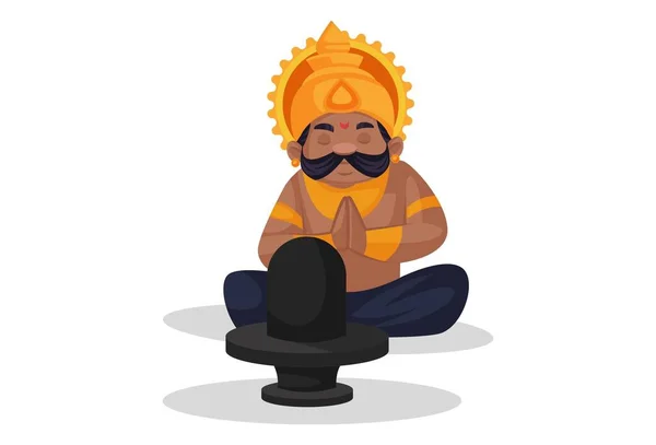 Vector Cartoon Illustration King Janaka Sitting Greet Hands Doing ...