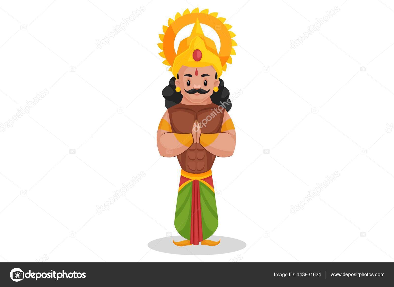 Arjuna Doing Greet Hands Vector Graphic Illustration Individually White ...