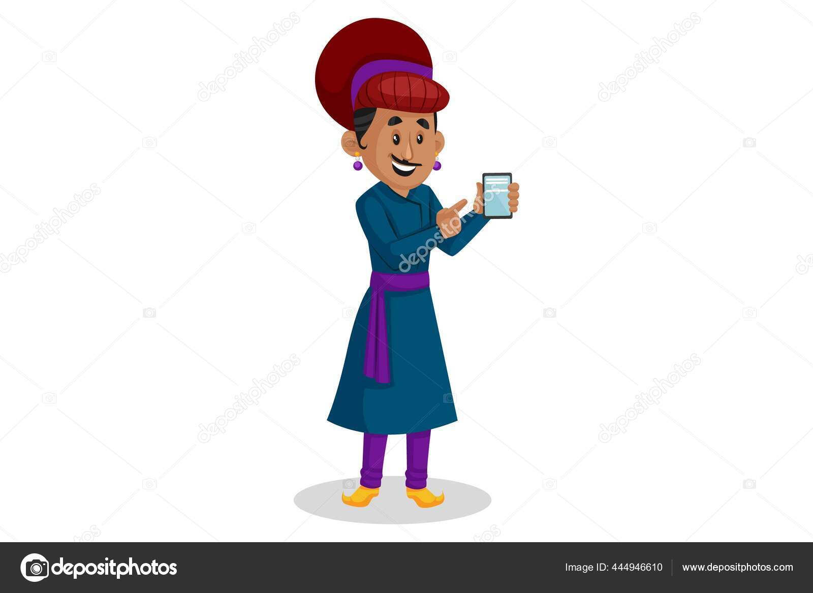 Vector Graphic Illustration Birbal Showing Mobile Phone Individually ...