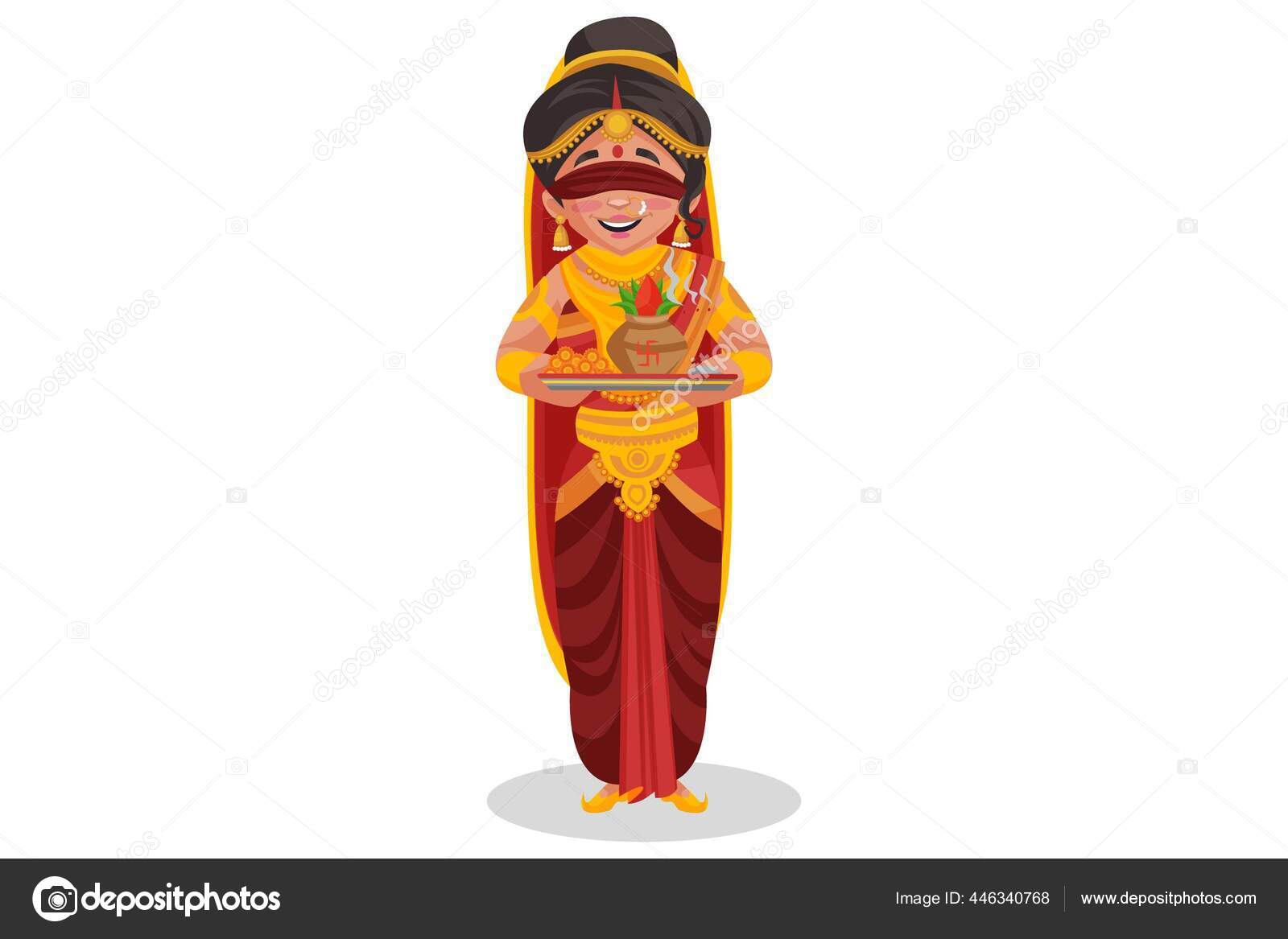Gandhari Holding Worship Plate Her Hands Vector Graphic Illustration ...