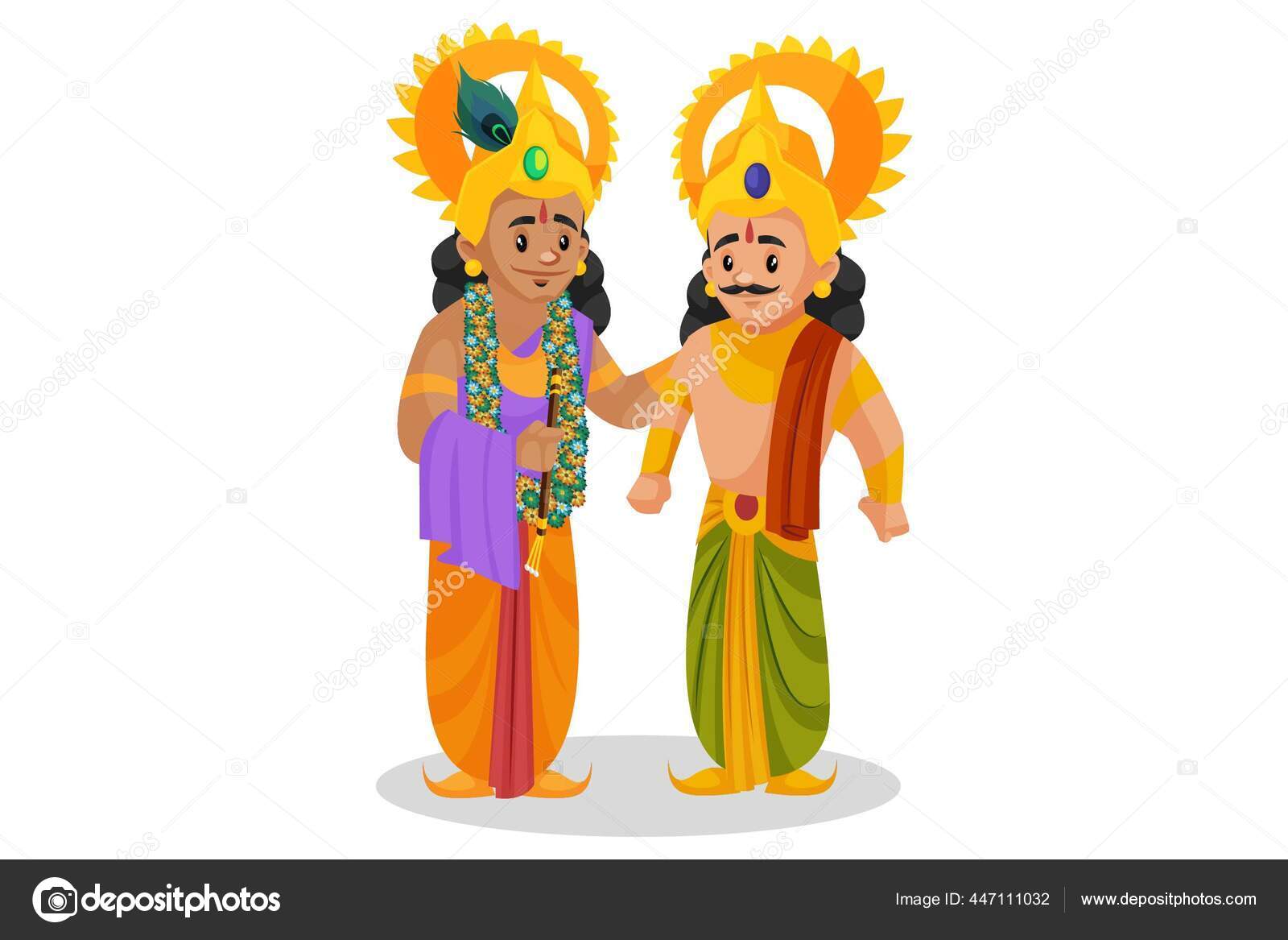 Vector Graphic Illustration Lord Krishna Talking Arjun Individually ...