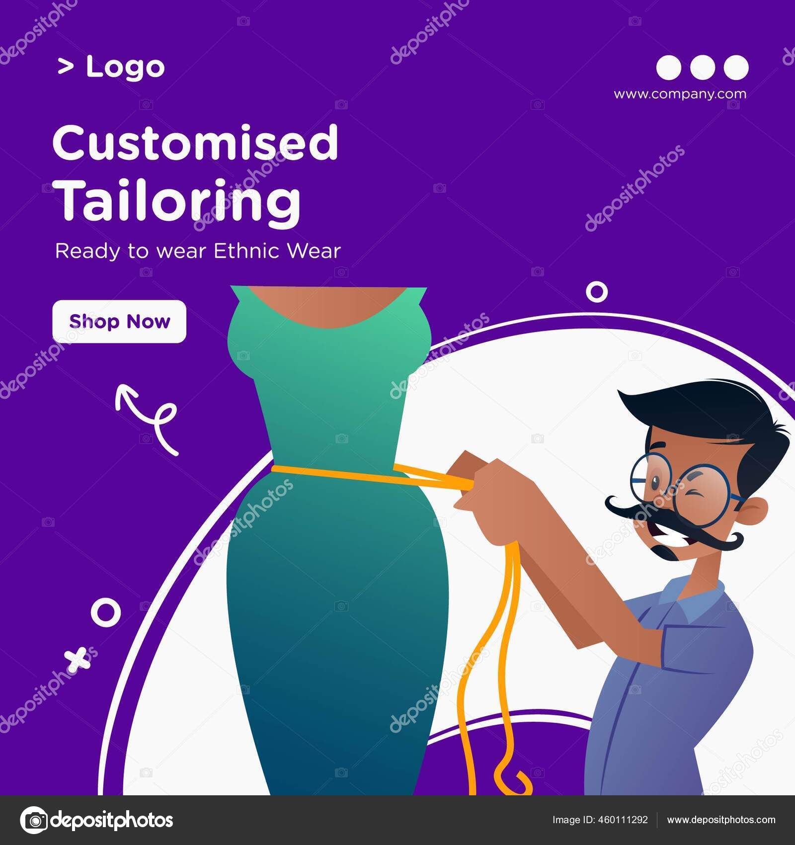 Customised Tailoring Banner Design Tailor Measuring Girl Waist Dress ...