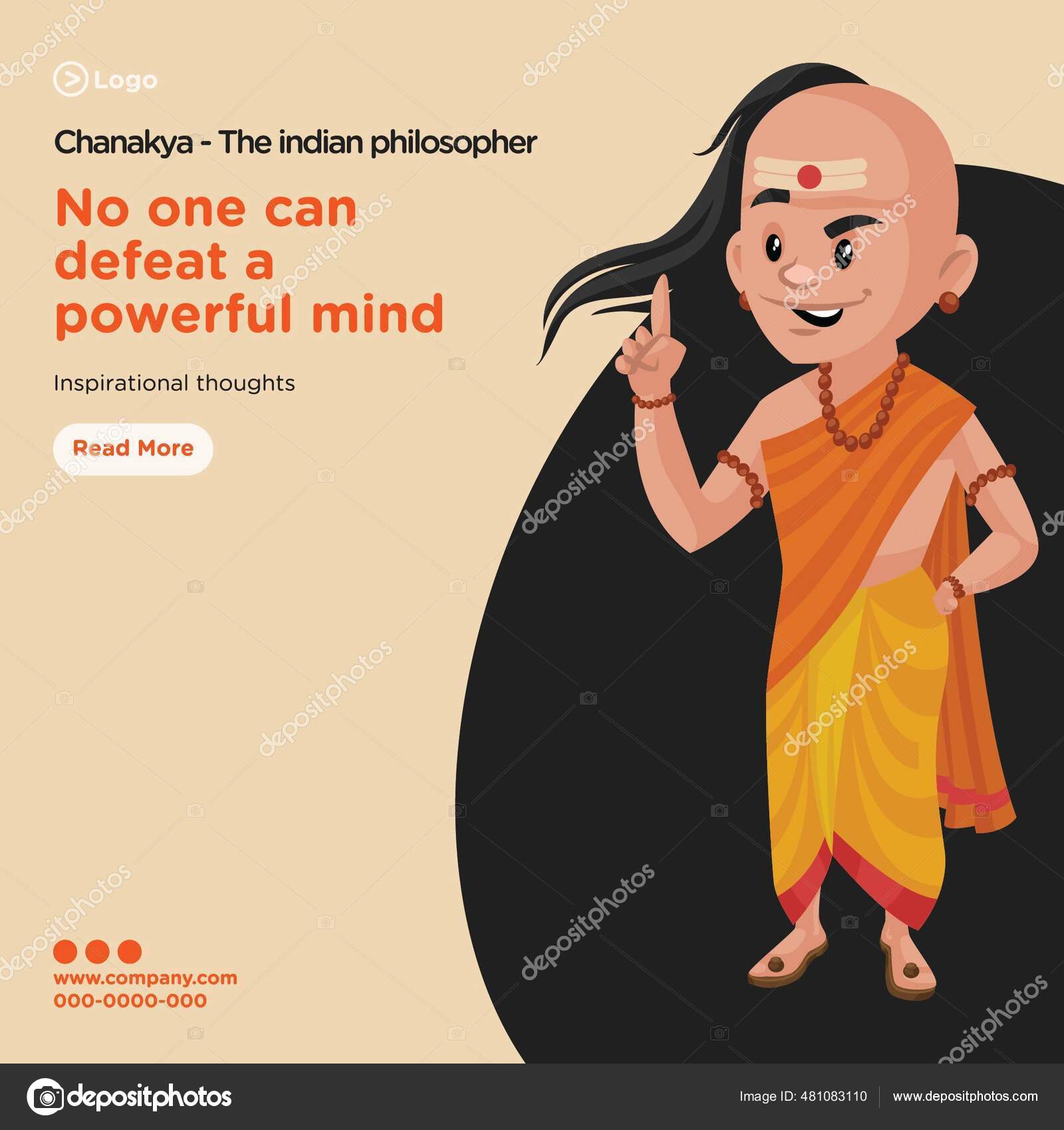 Banner Design Chanakya Indian Philosopher One Can Defeat Powerful Mind ...