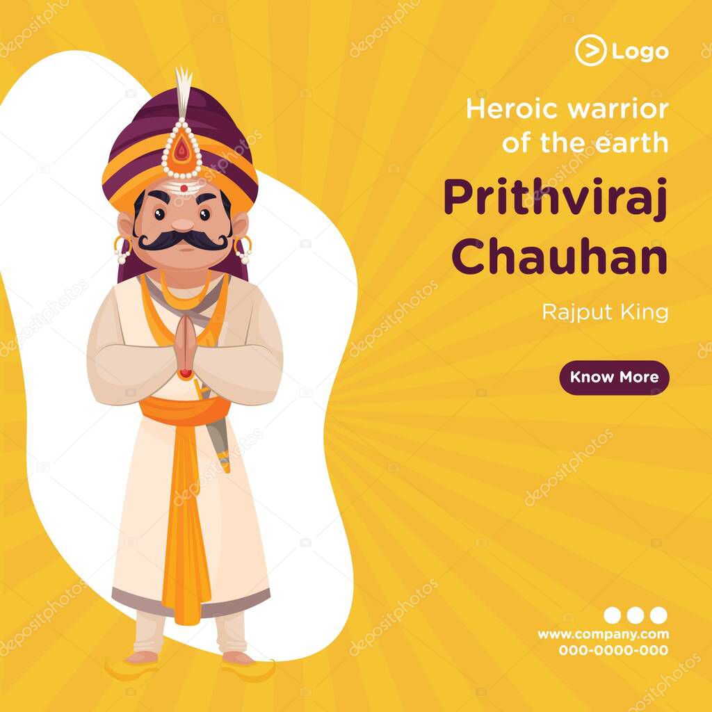 Banner de diseño de Prithviraj Chauhan Rajput rey plantilla de estilo ...