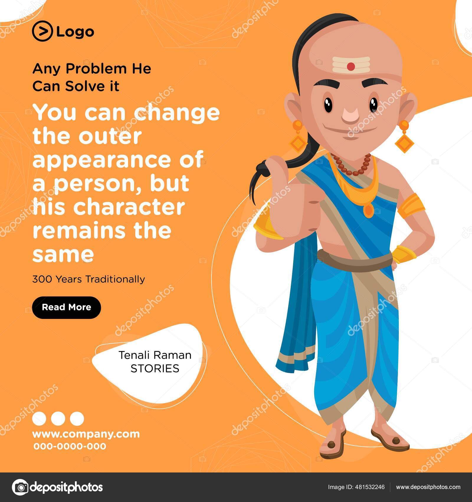 Banner Design Any Problem Can Solve Tenali Raman Cartoon Style Stock ...