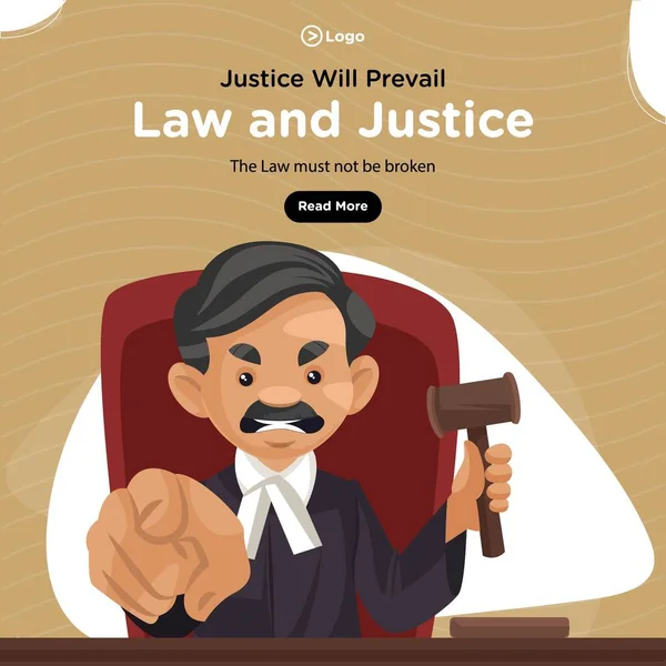 Banner Design Justice Prevail Cartoon Style Illustration Vector Graphic ...