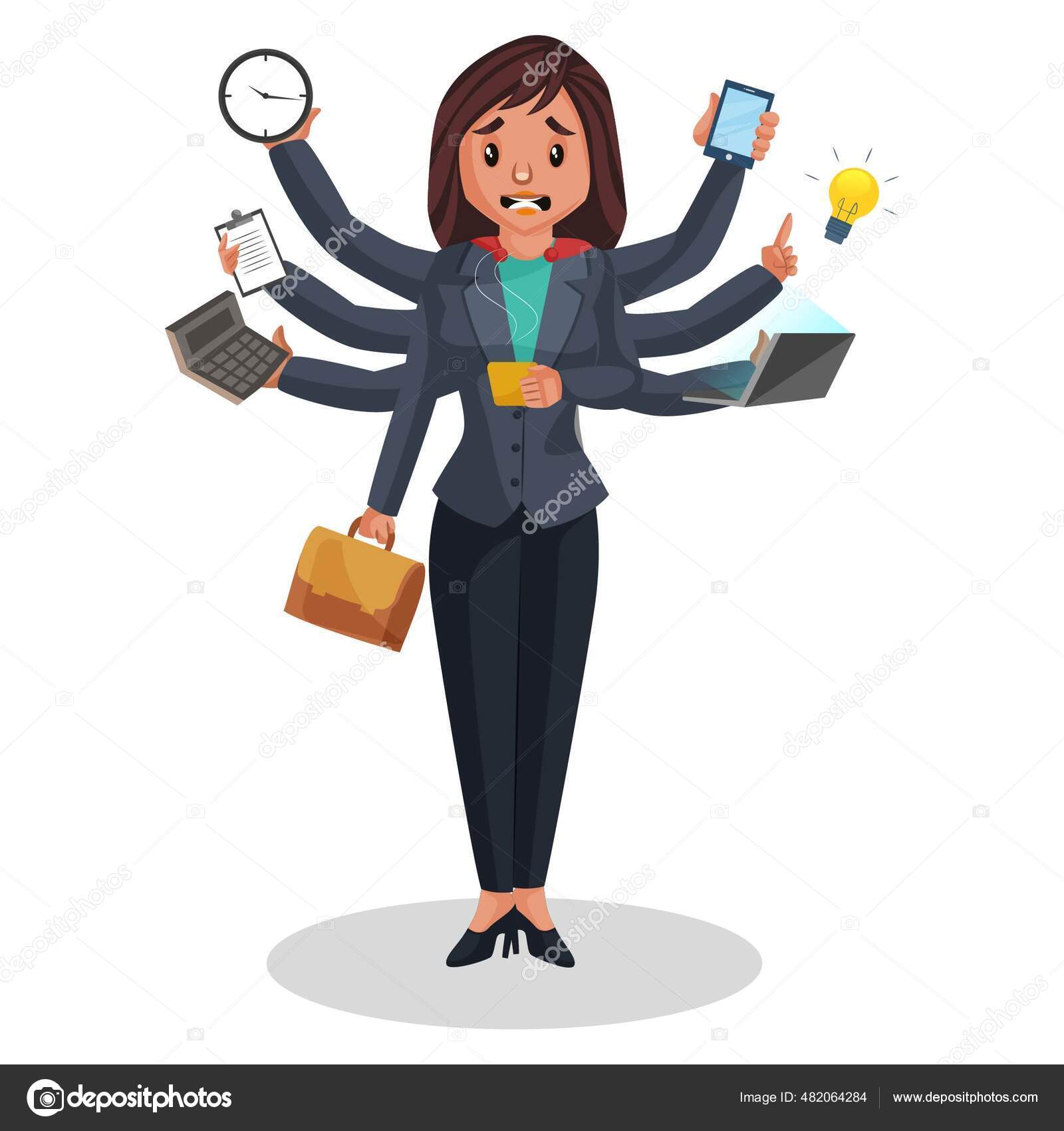 Doing Multitasking Multiple Hands Vector Graphic Illustration ...