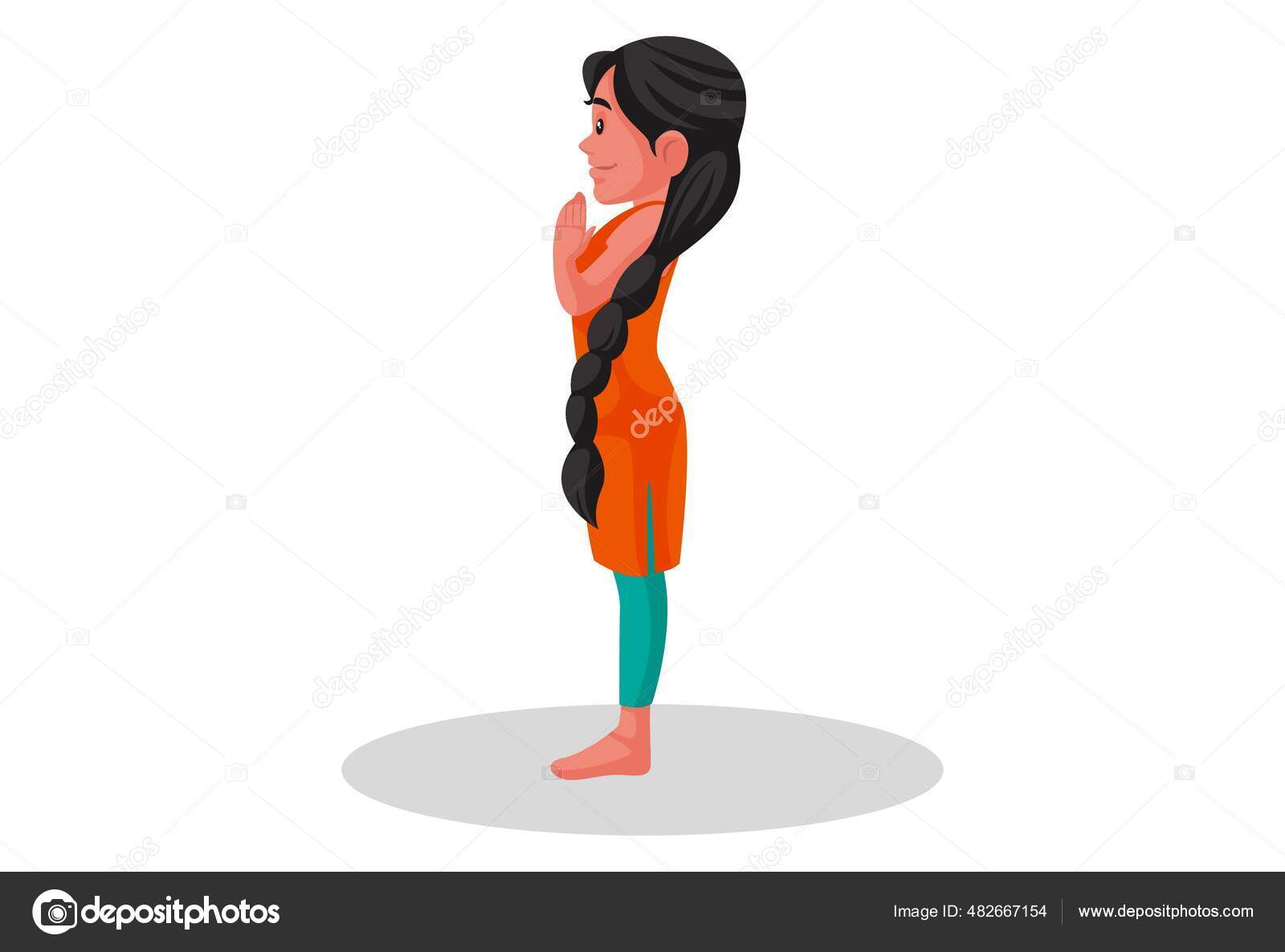 Indian Girl Doing Padmasana Salutation Pose Vector Graphic Illustration ...