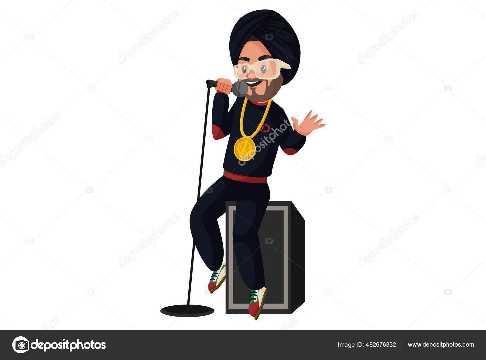 Punjabi Singer Singing Song Mic Vector Graphic Illustration ...