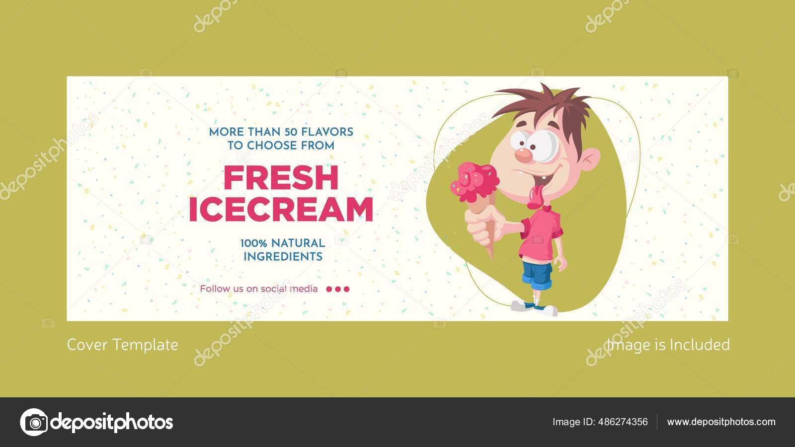 Fresh Ice Cream Cover Page Design Template Vector Graphic Illustration ...