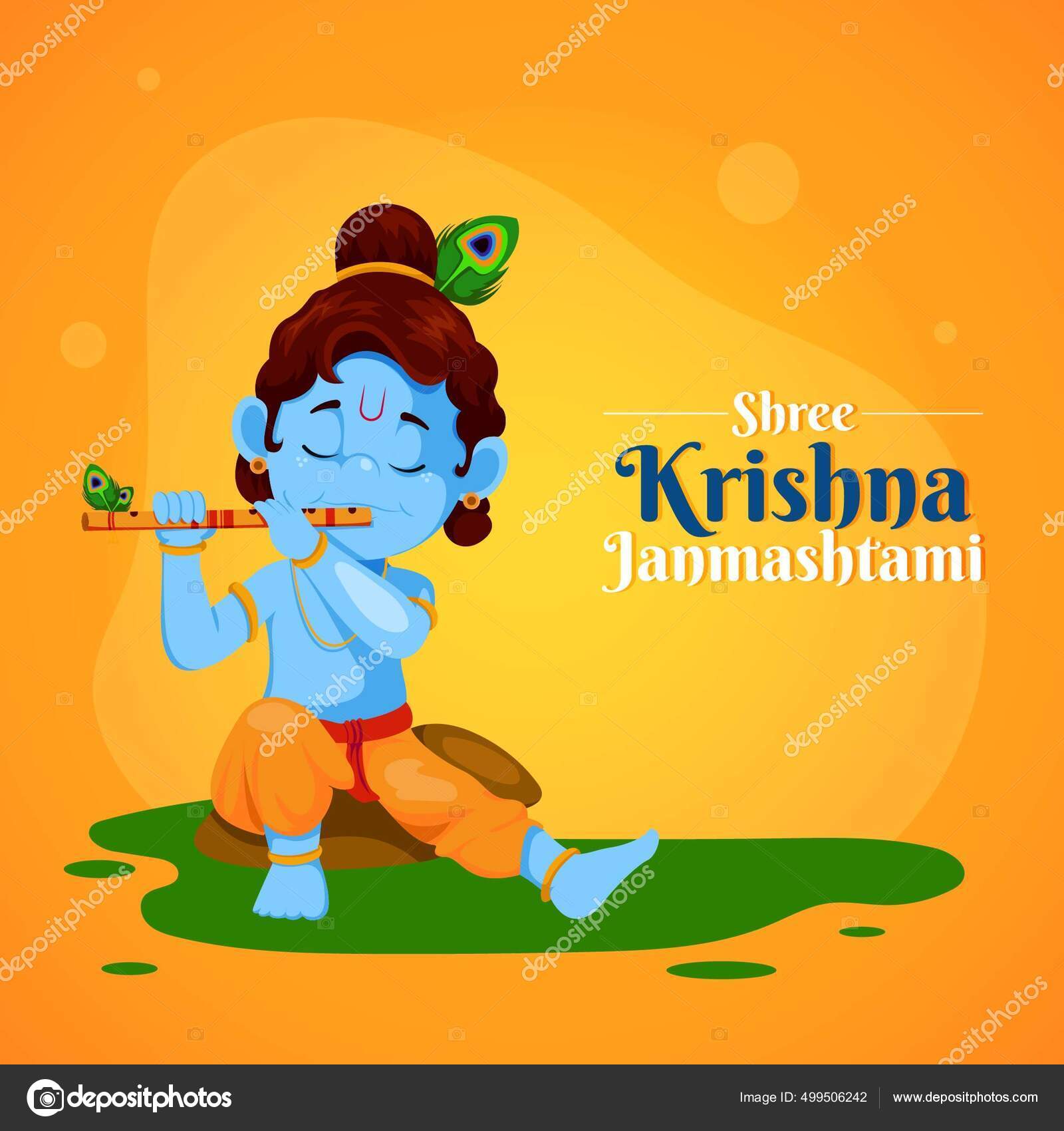 Shree Krishna Janmashtami Banner Design Template Stock Vector by ...