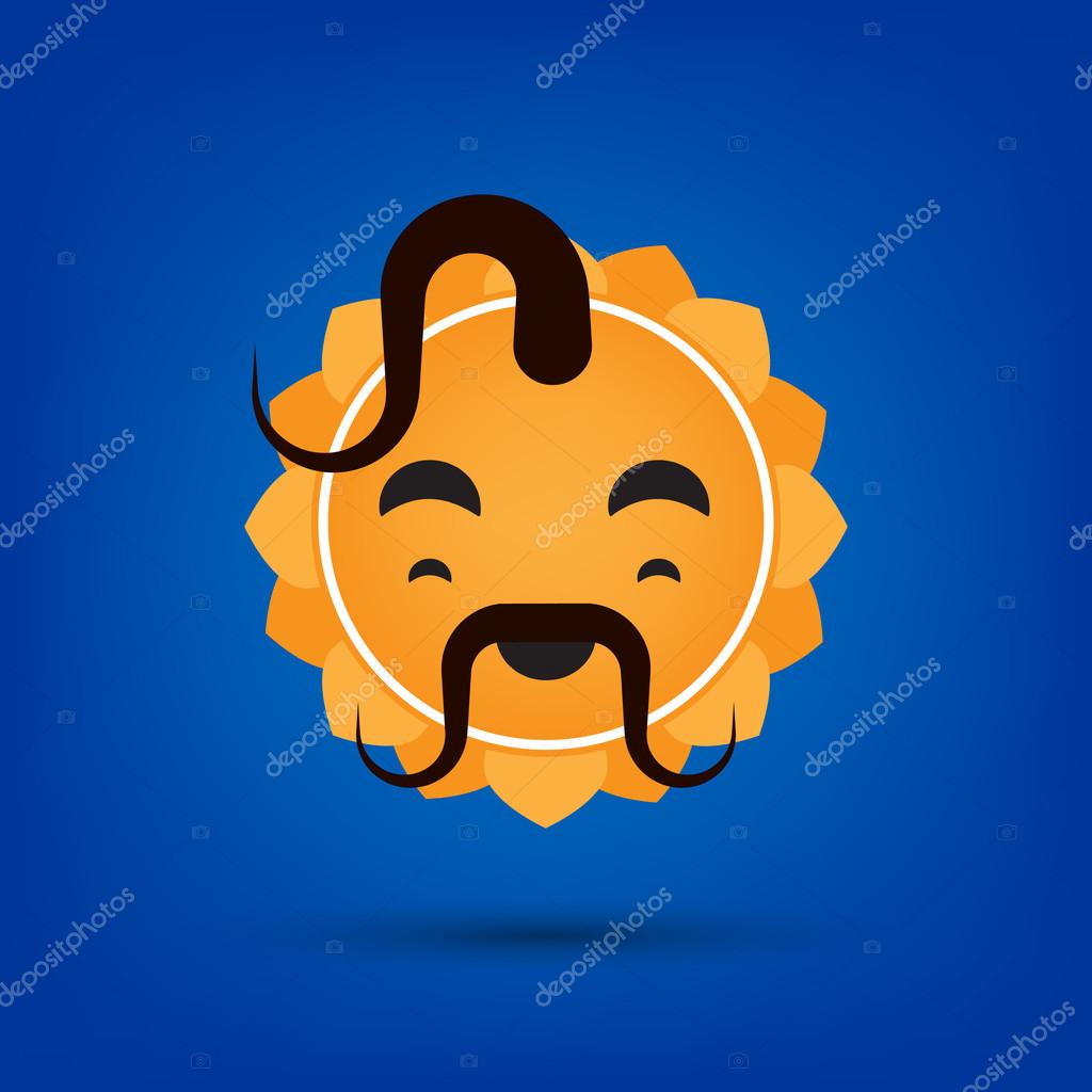 Cute sun with a mustache on a blue background Stock Vector by ©Tonov ...