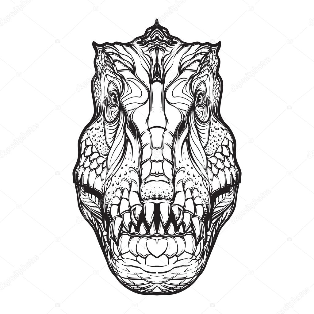 Tyrannosaurus baş beyaz arka plan üzerinde Stok Vektörü © Aen_Seidhe ...