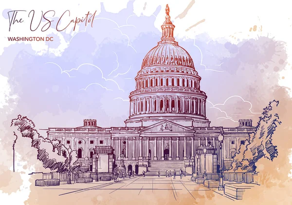 Us capitol drawing, Royalty-free Us capitol drawing Vector Images ...