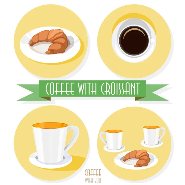 Coffee with croissant icons set. Stock Vector Image by ©tekla.pototska ...