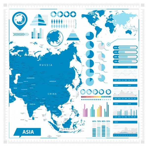 Asia map and Infographics design elements 2 Stock Vector by ©Cartarium ...