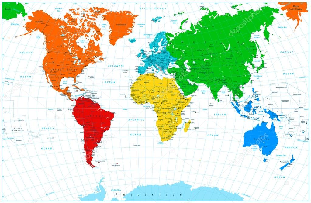Continents Of The World Map With Countries
