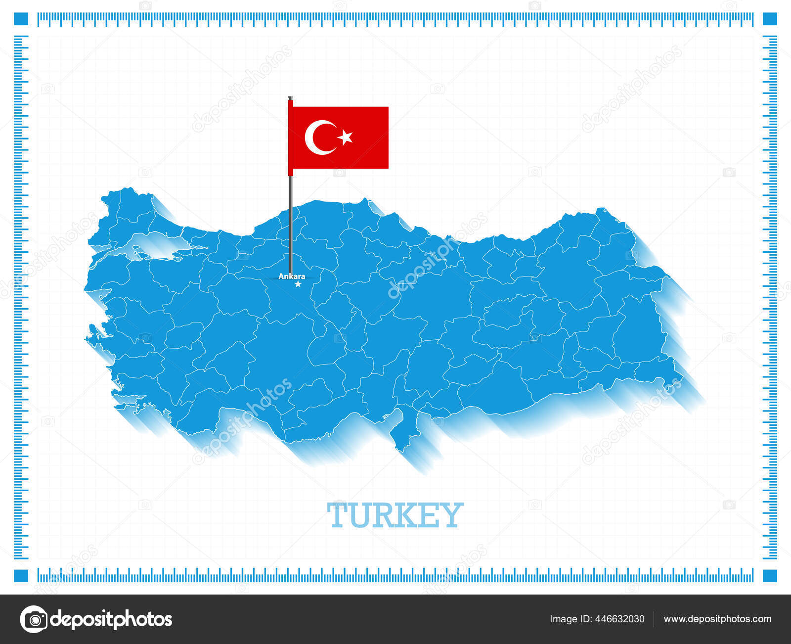 Turkey Map Turkish Flag Pin Icon Stock Vector by ©Cartarium 446632030