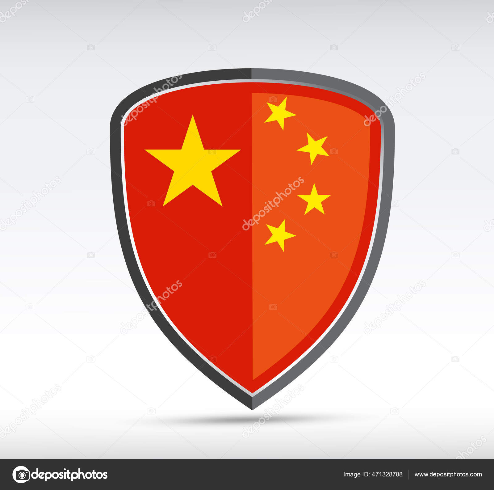 Shield Icon State Flag China Country Gray Bacground Vector Illustration ...