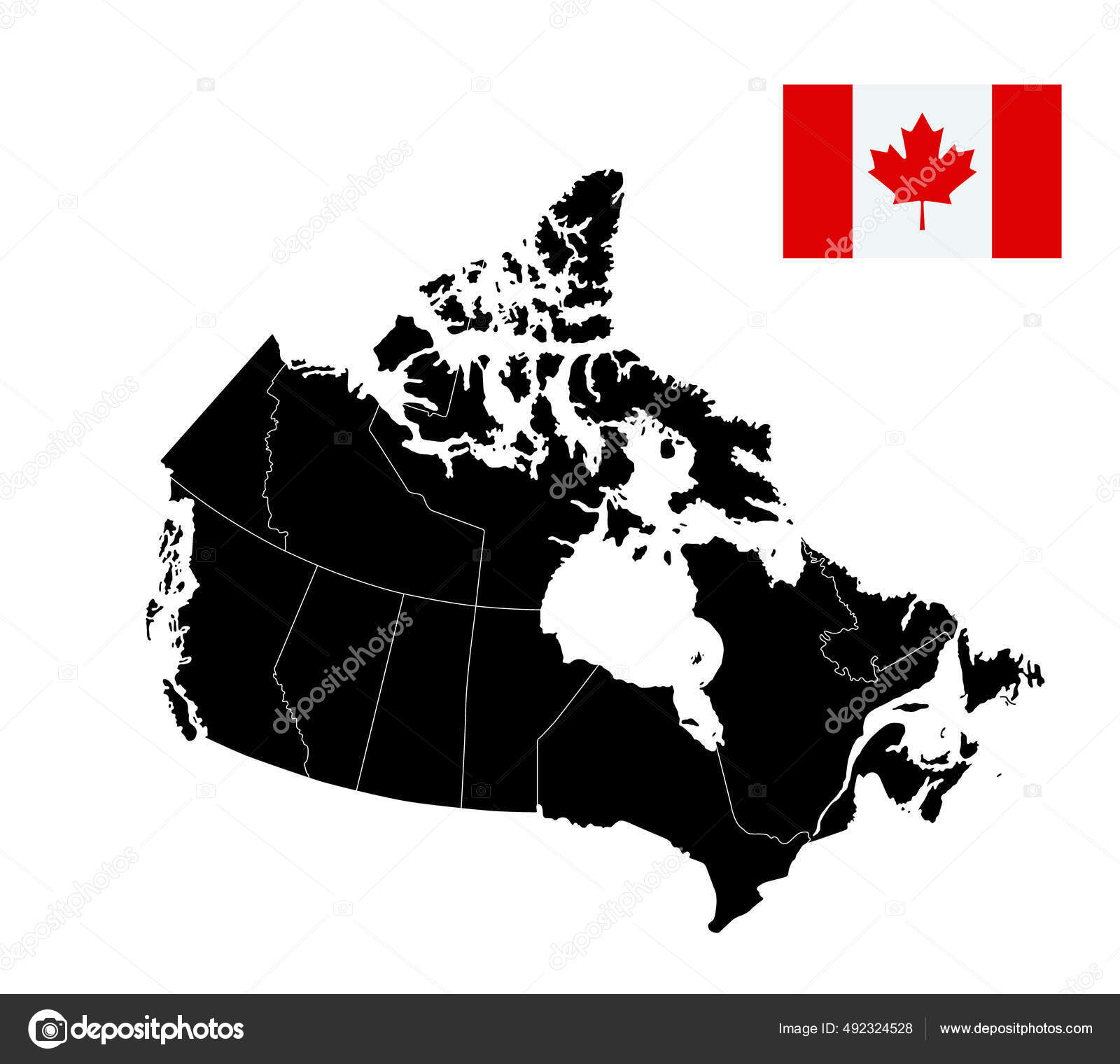 Canada Map Black Color Highly Detailed Vector Illustration Stock Vector ...