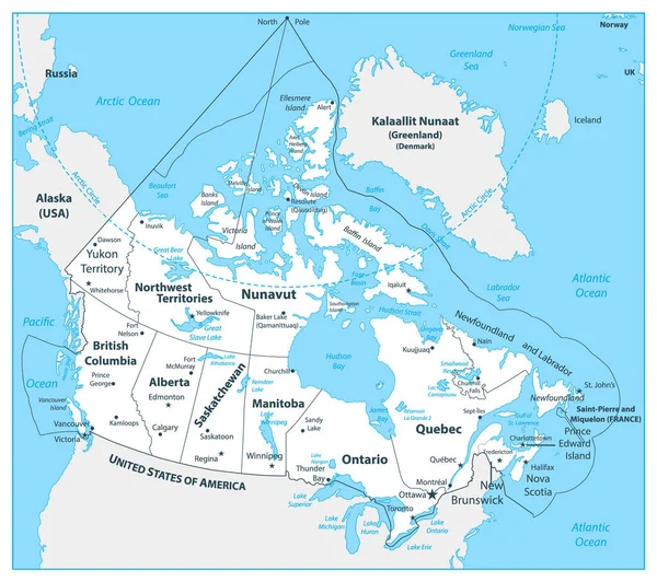 Canada Detailed Political Map Isolated White Regions Provinces Highly ...