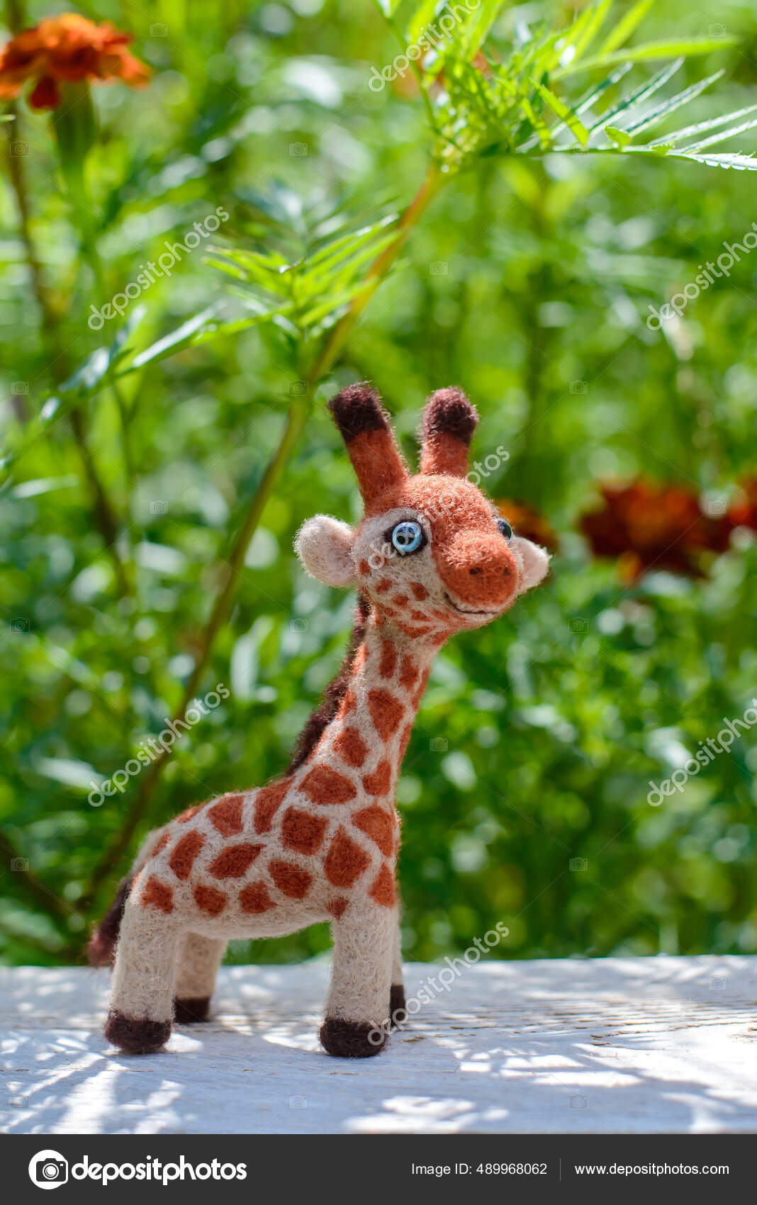 Cute Funny Little Toy Handmade Woolen Giraffe Felting Wool — Stock ...