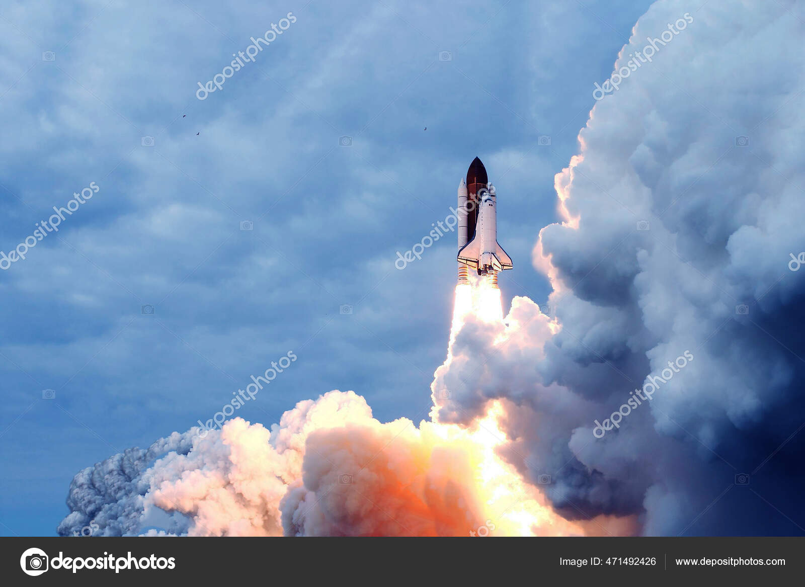 Rocket Launch Smoke Fire Elements Image Were Furnished Nasa High Stock ...