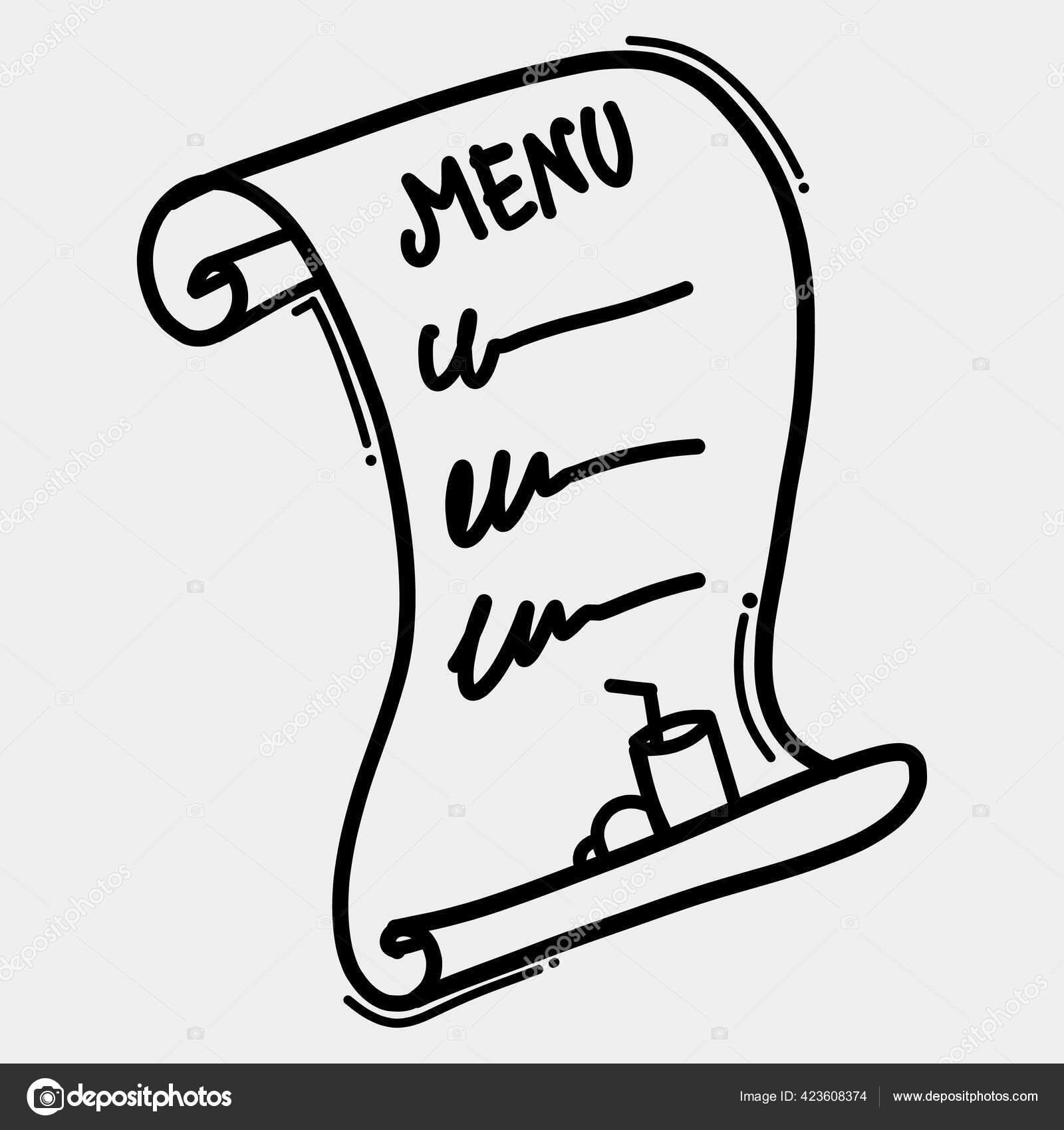 Menu Doodle Vector Icon Drawing Sketch Illustration Hand Drawn Line ...