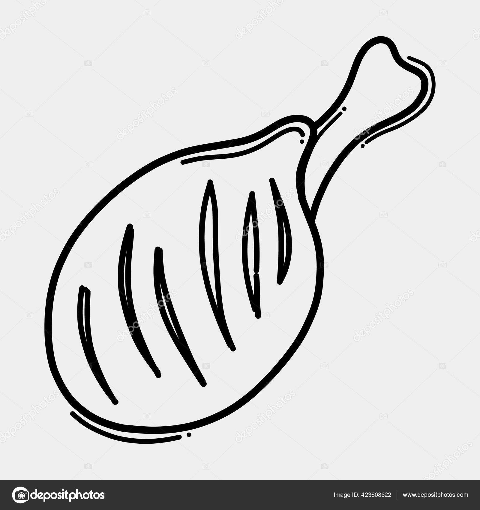 Chicken Leg Doodle Vector Icon Drawing Sketch Illustration Hand Drawn ...
