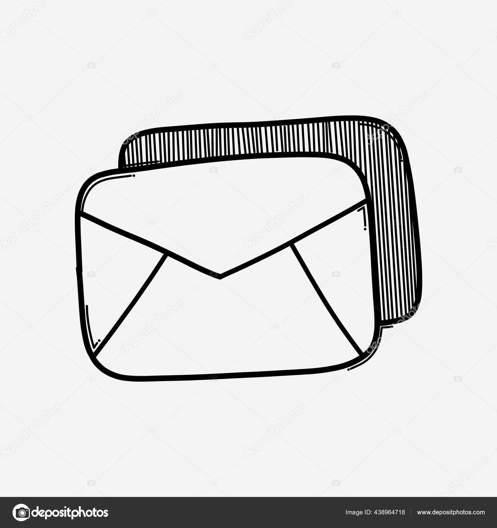 Envelope Doodle Vetor Ícone Desenho Desenho Ilustração Linha Desenhada ...