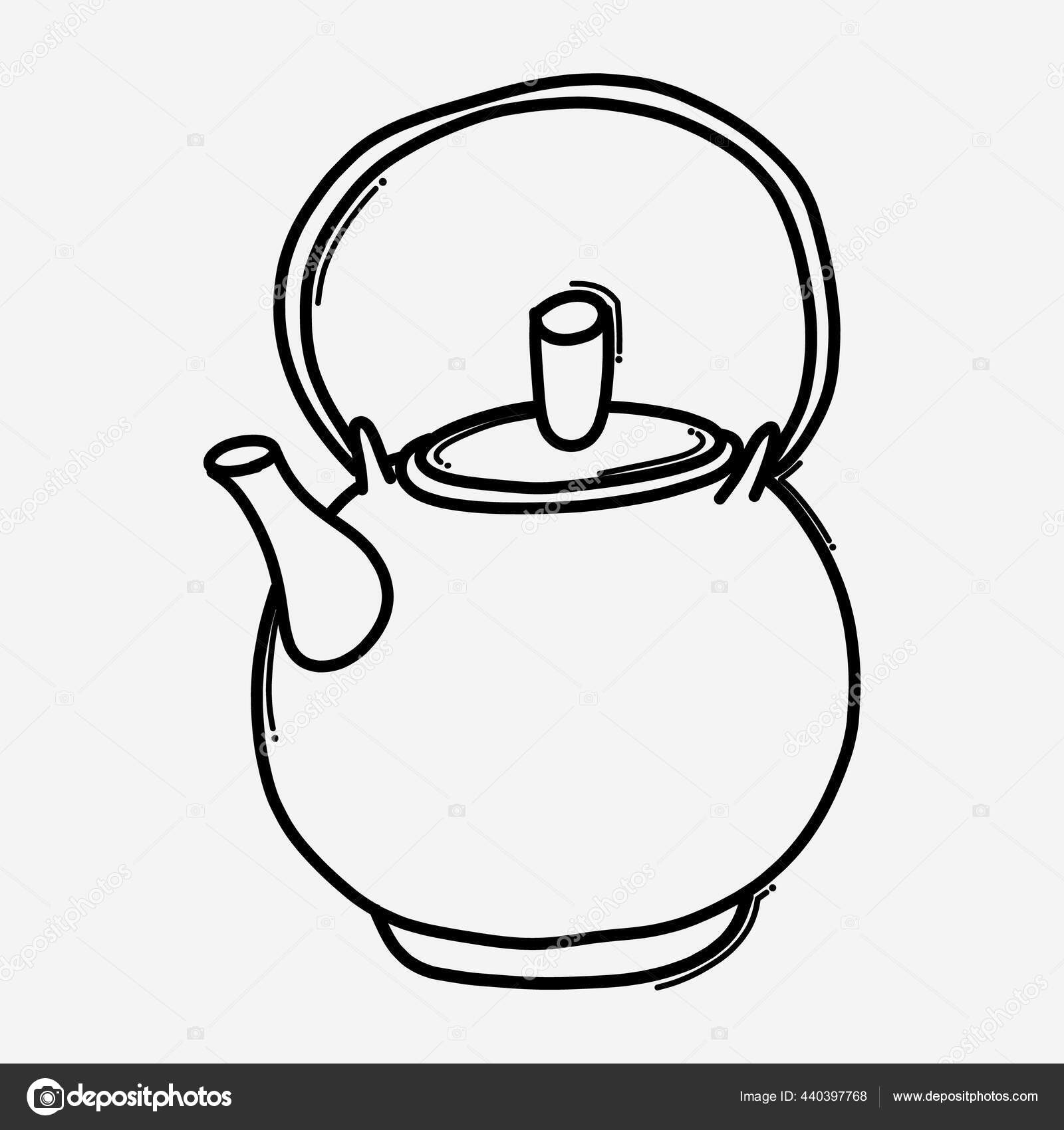 Tetera Garabato Icono Del Vector Dibujo Boceto Ilustración Dibujado ...
