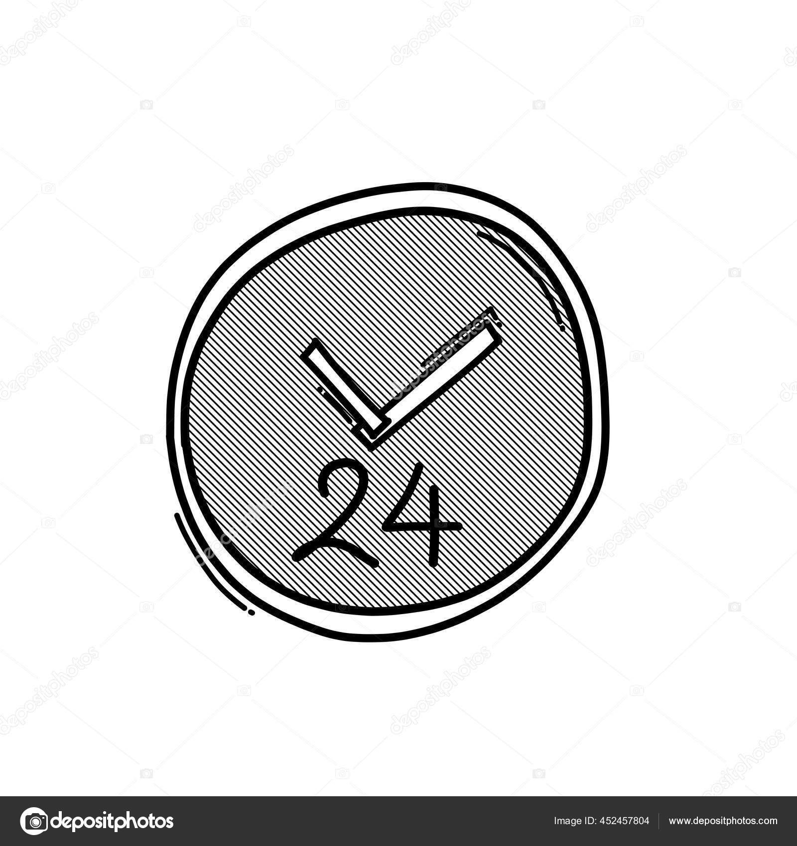 Ícone Vetorial Doodle Horas Desenho Desenho Ilustração Linha Desenhada ...