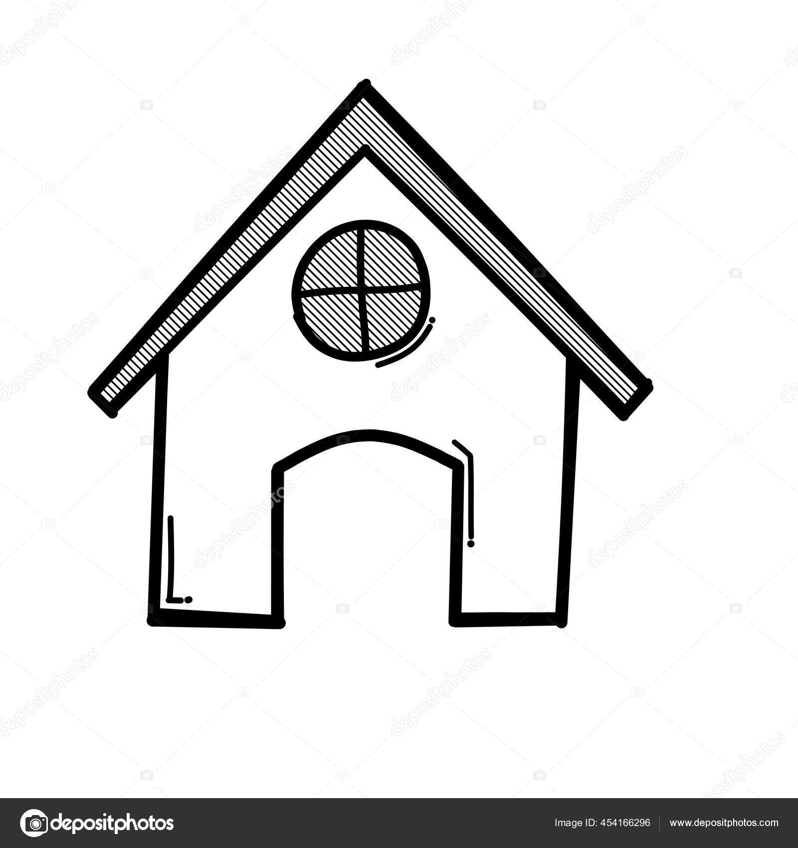 House Building Doodle Vector Icon Drawing Sketch Illustration Hand ...