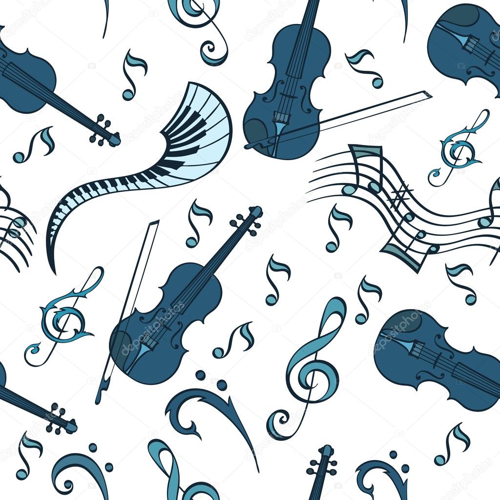 Seamless modern violins pattern Stock Vector by ©mespilia 114366498