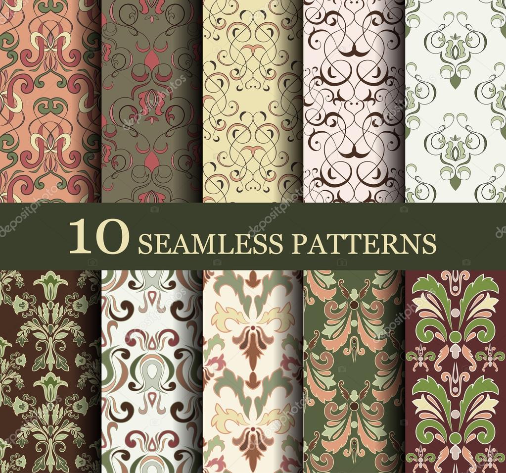 Set of 10 seamless retro patterns Stock Vector Image by ©mespilia ...
