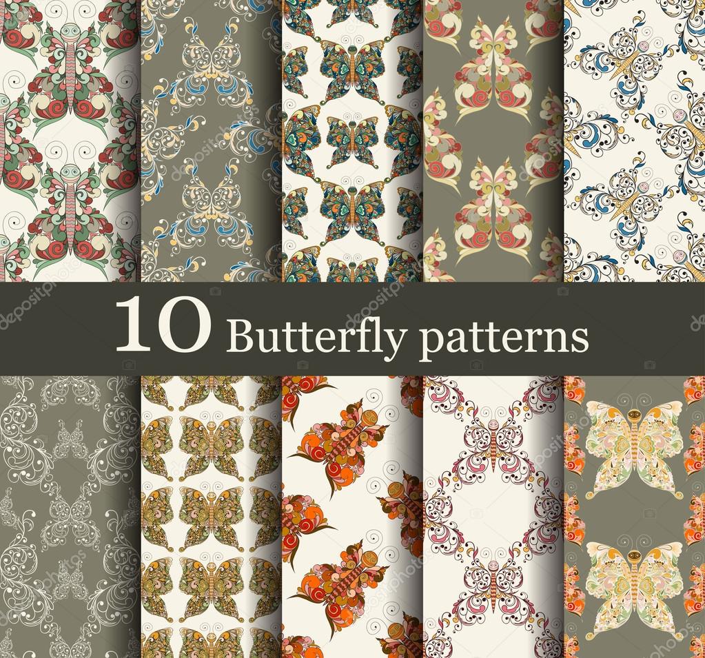 Set of seamless butterflies patterns Stock Vector Image by ©mespilia ...