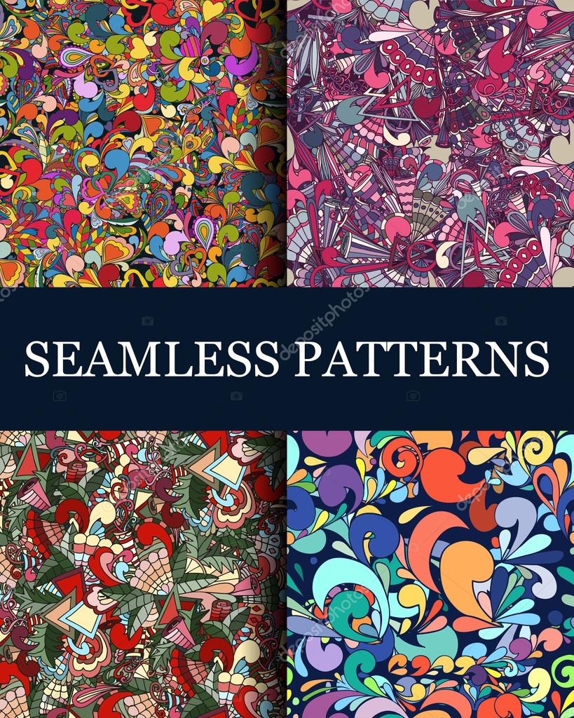 Set of 4 seamless abstract patterns Stock Vector by ©mespilia 114368482