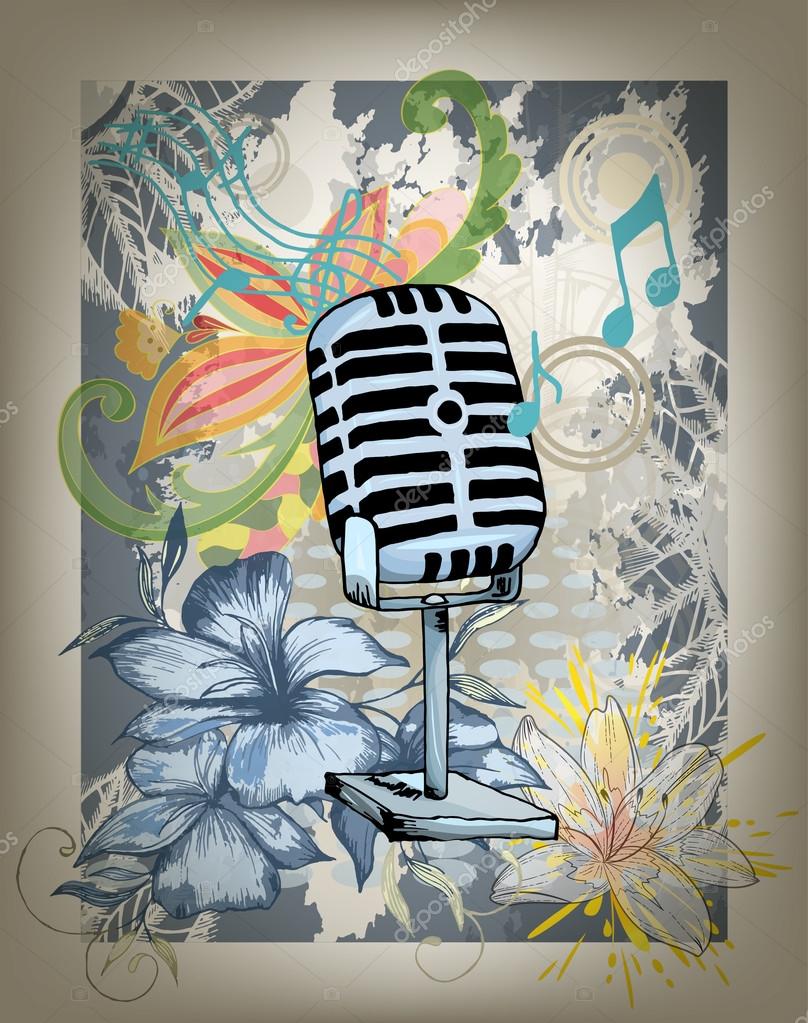 Microphone hand drawn design card Stock Vector Image by ©mespilia ...