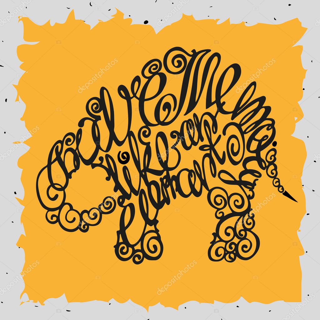 Lettering element in form of silhouette of elephant Stock Vector by ...