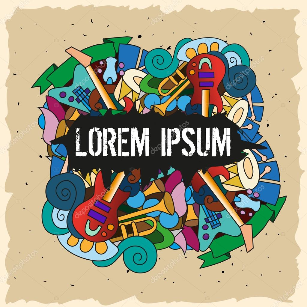 Background with hand drawn musical instruments Stock Vector Image by ...