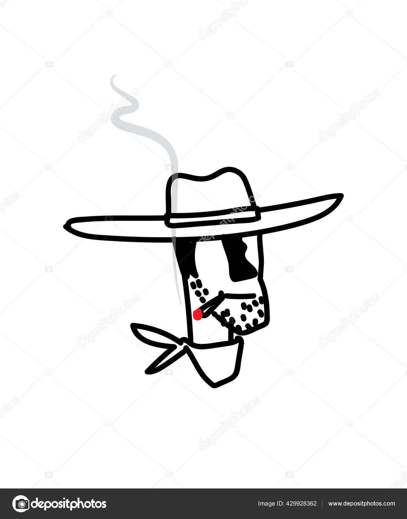 Cowboy Man Head Smoking Wearing Hat Vector Stock Vector by ©bus109 ...