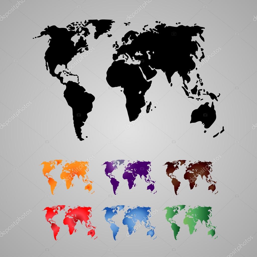 Set of World Map, Continents - illustration Vector illustration of ...