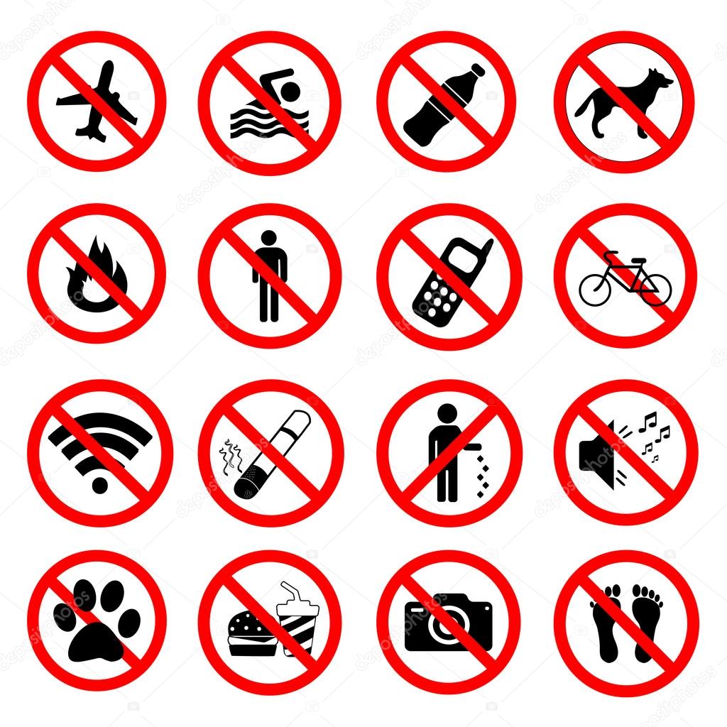 Conjunto De Signos De Prohibicion Simbolos Vectoriales Vector Grafico ... Conjunto De Signos De Prohibicion Simbolos Vectoriales Vector Grafico ...