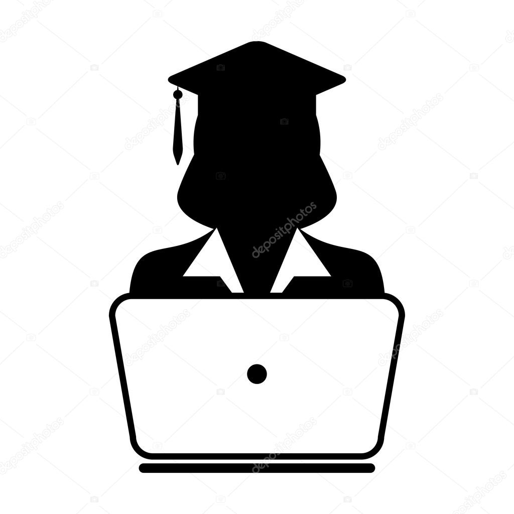 Student Icon with laptop computer - Online Graduation, Academic ...